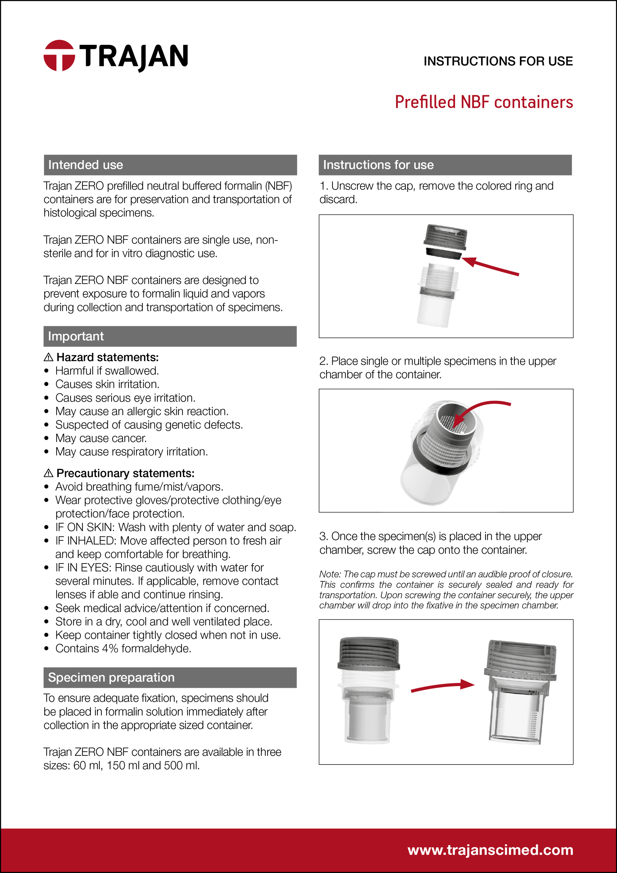 ZERO Exposure NBF Containers - Trajan Scientific and Medical