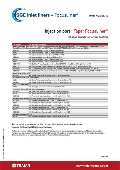 SGE OptChem inlet liners