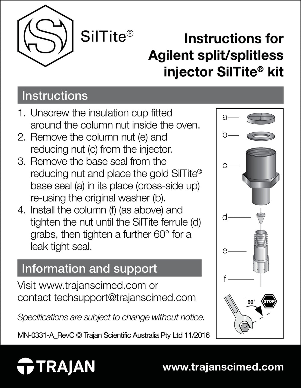 Instructions for Agilent split/splitless injector SilTite kit