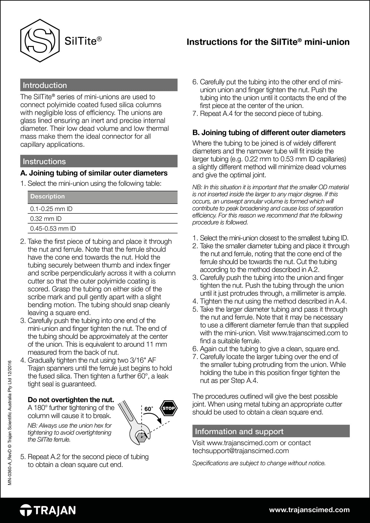 Instructions for the SilTite mini union