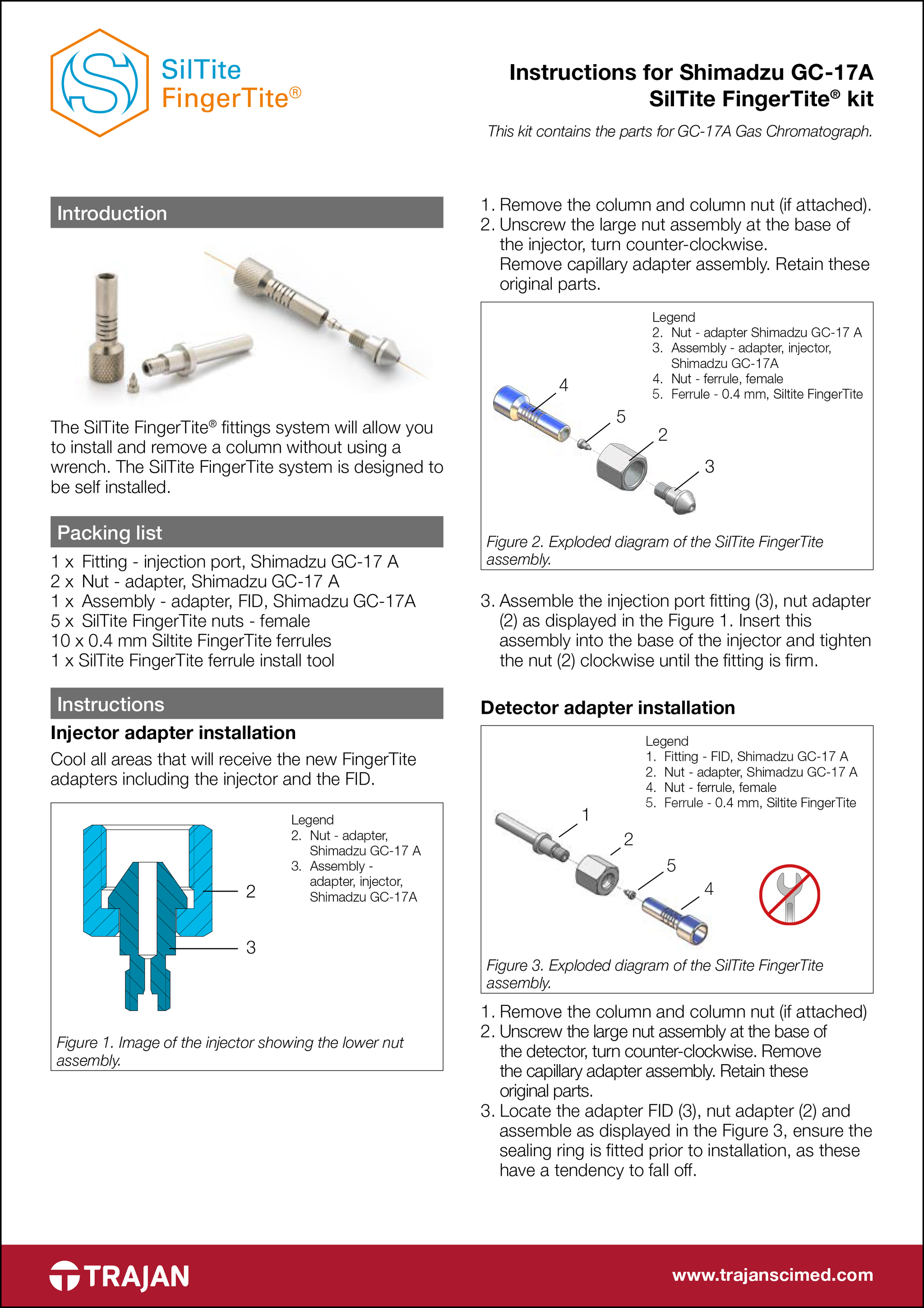 Instructions for Shimadzu GC-17A SilTite FingerTite kit - Trajan ...