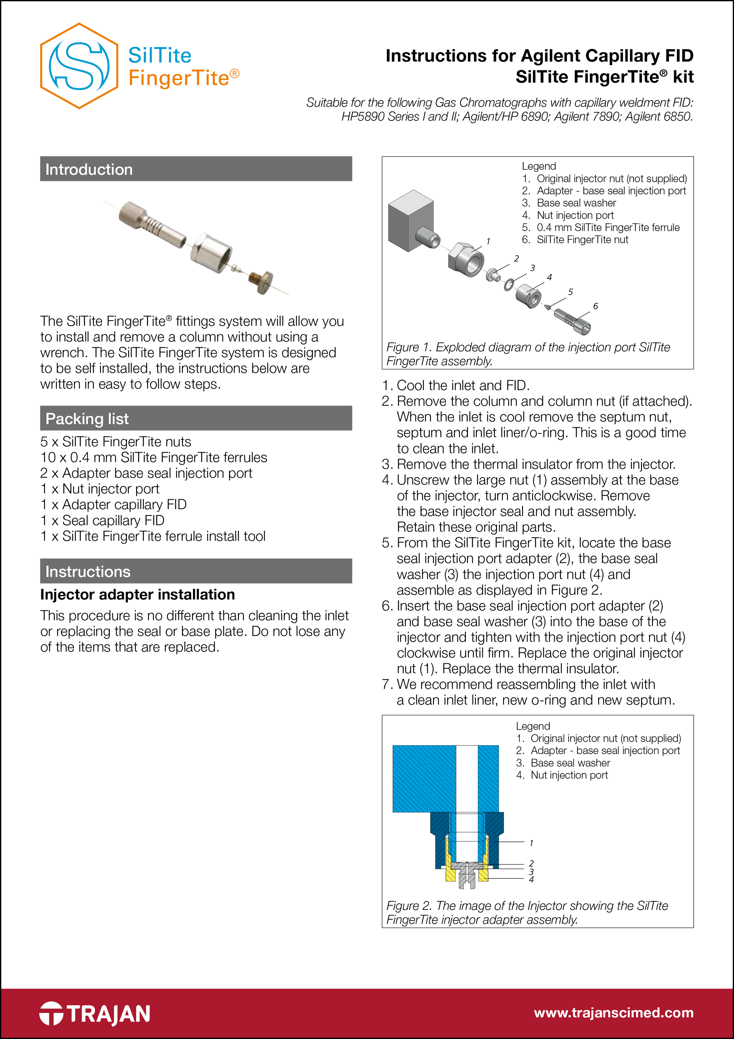Instructions for Agilent Capillary FID SilTite FingerTite kit