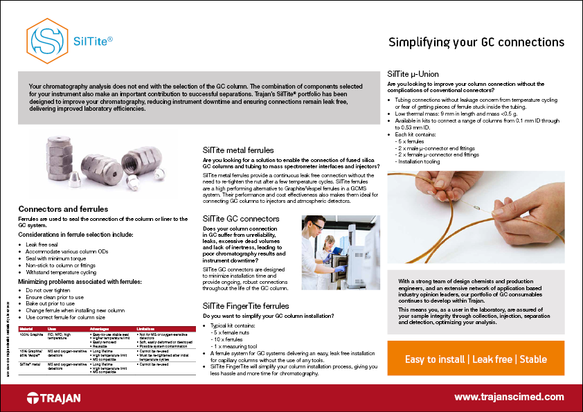 Manual - Simplifying your GC connections - Trajan Scientific and Medical