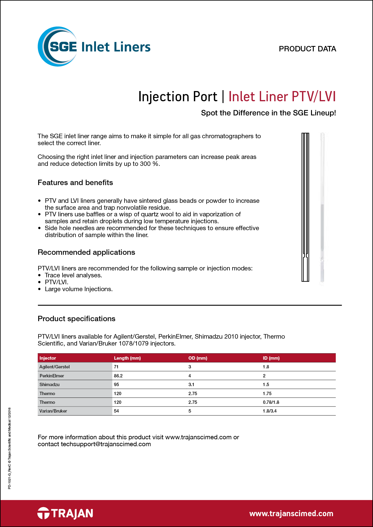 SGE PTV/LVI inlet liners