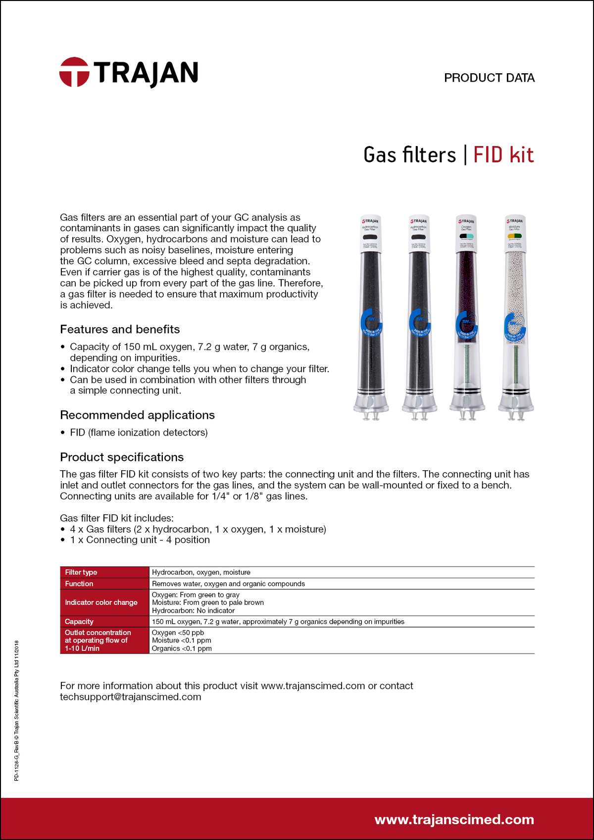 Product Data Sheet - Gas filter kits - FID