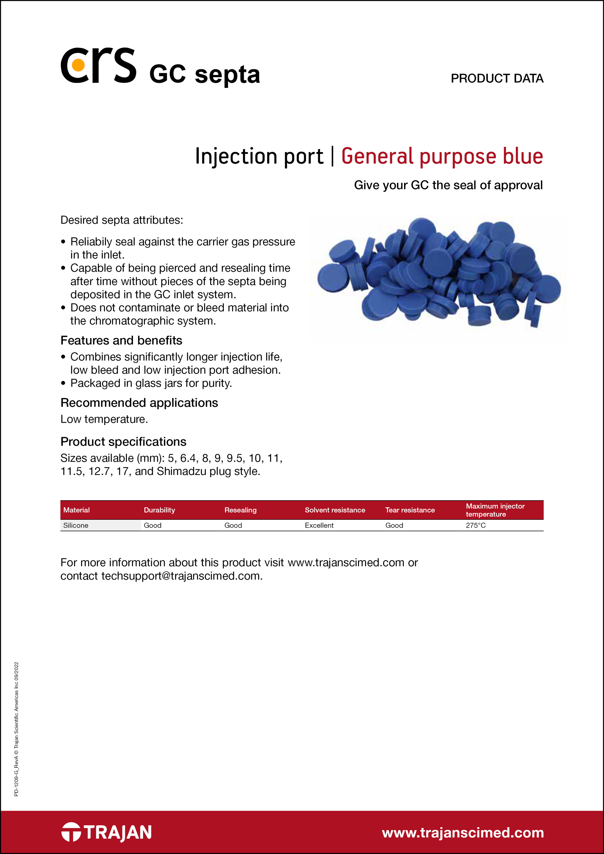 CRS GP (General purpose) blue GC septa