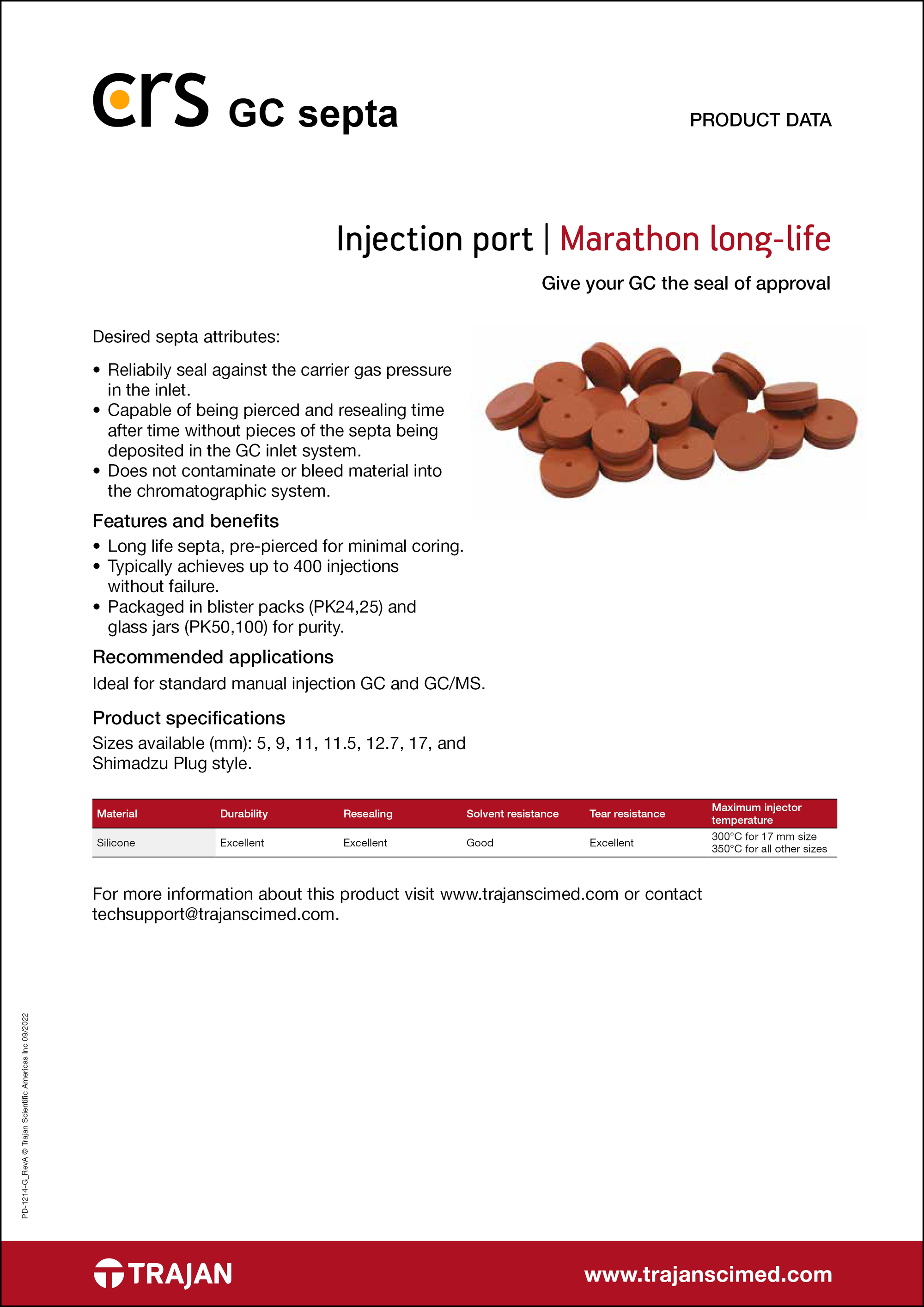 CRS Marathon long-life GC septa
