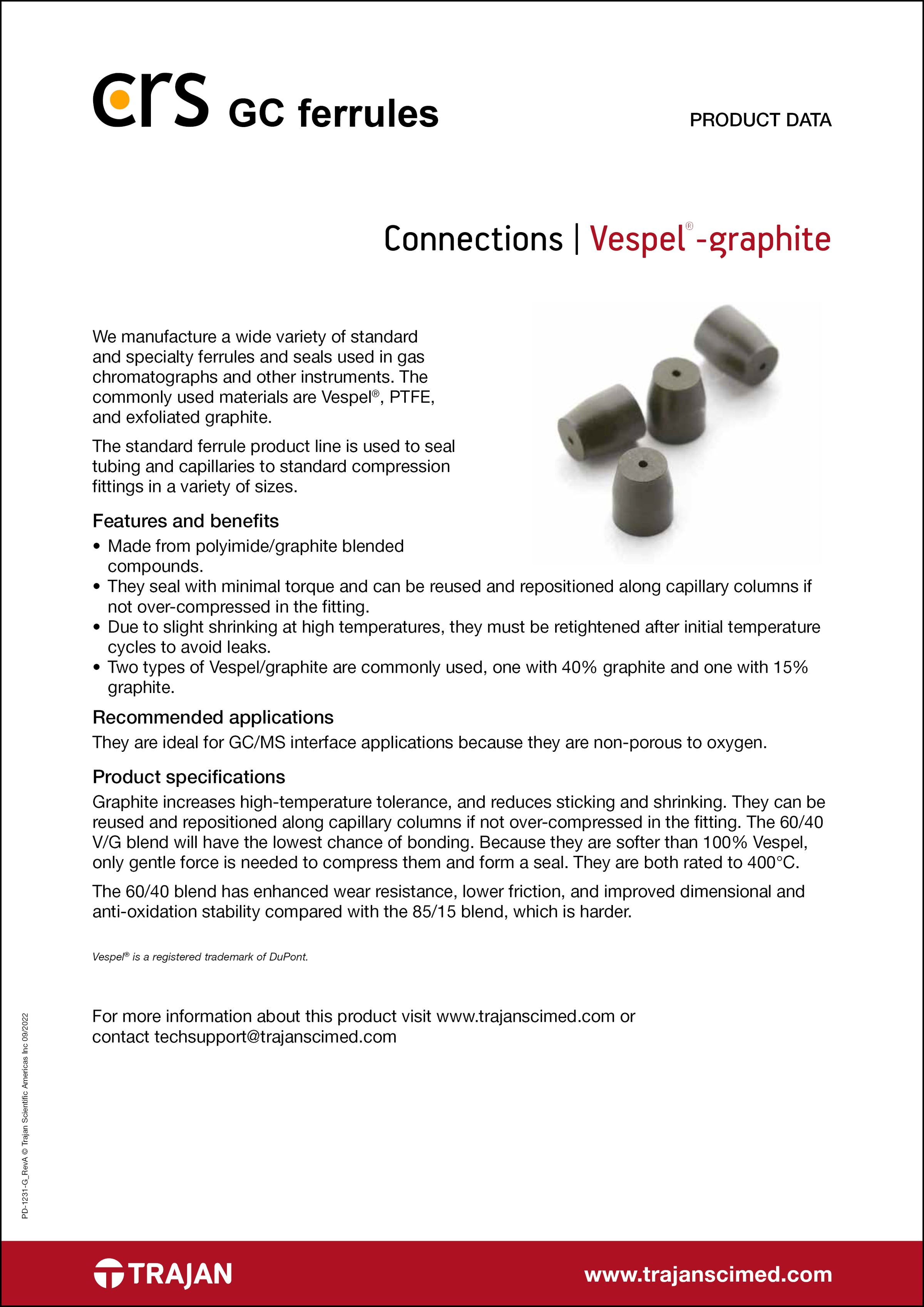 CRS Vespel®-graphite GC ferrule