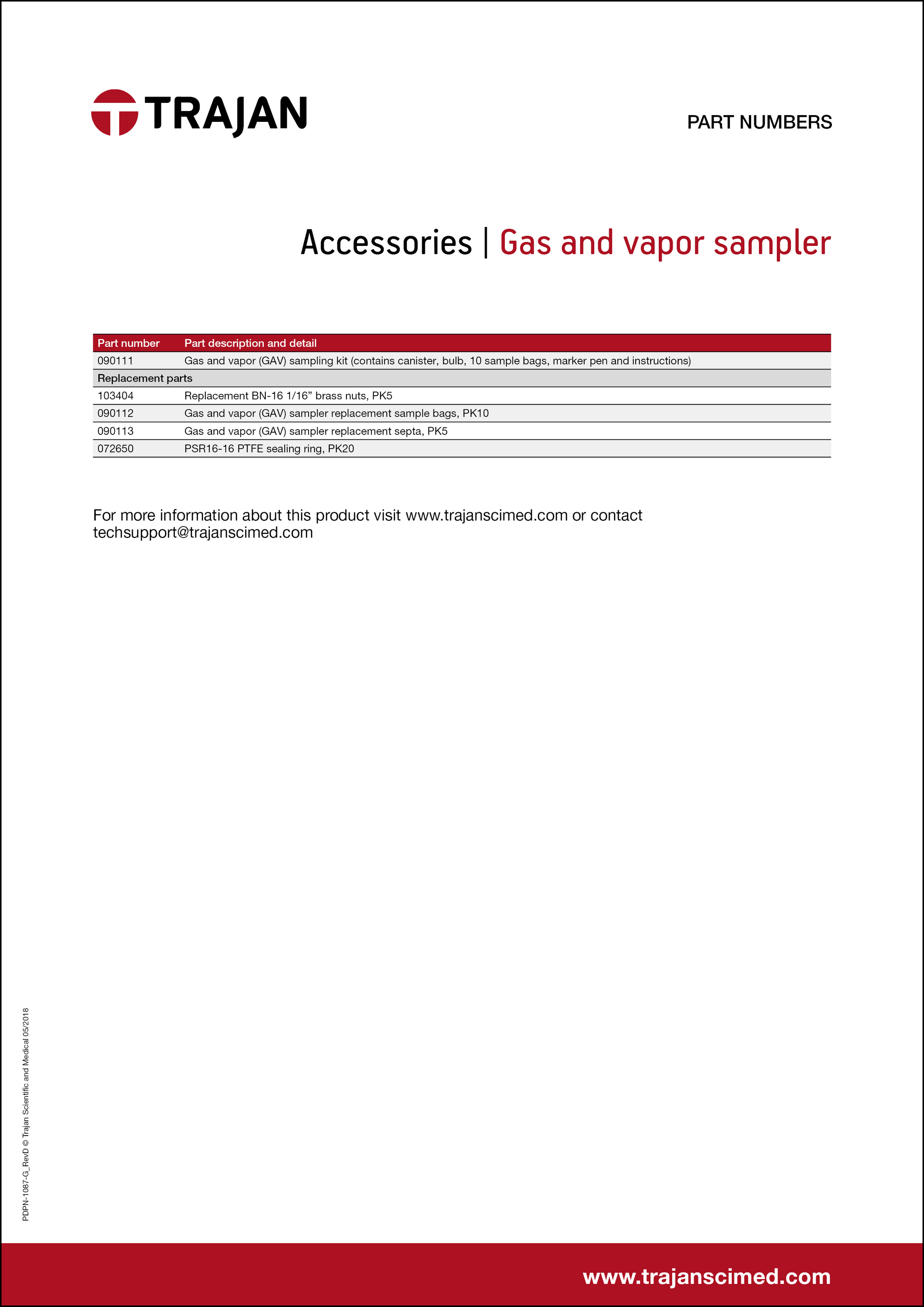 Gas and vapor sampler - Trajan Scientific and Medical