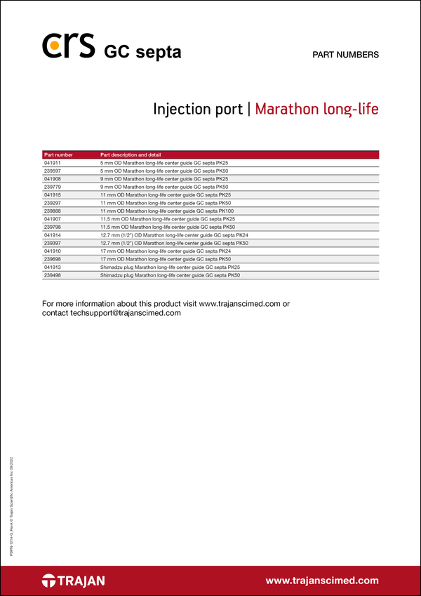 CRS Marathon GC septa - Trajan Scientific and Medical