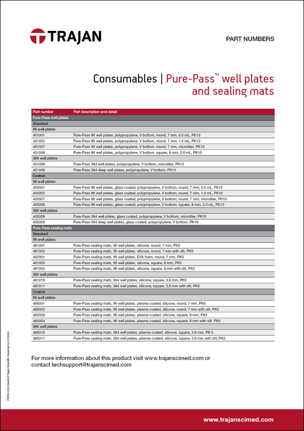 Pure-Pass™ well plates and sealing mats - Trajan Scientific and Medical