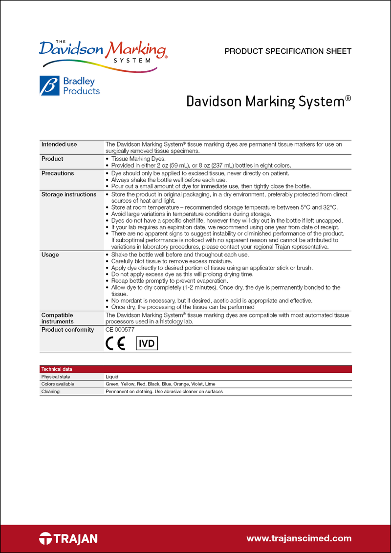 Product Specification Sheet - Davidson Marking System