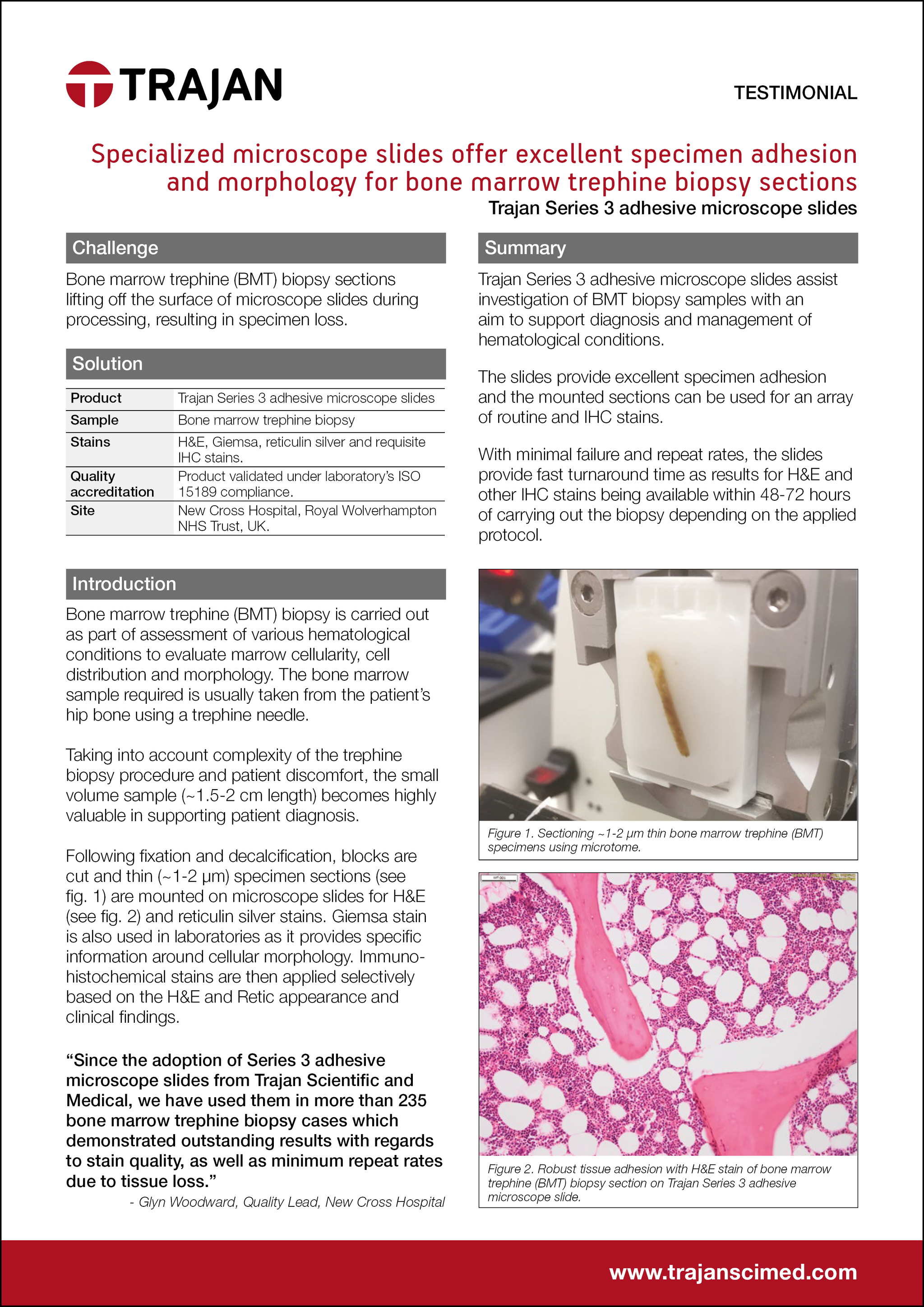 Testimonial - Specialized microscope slides offer excellent specimen a